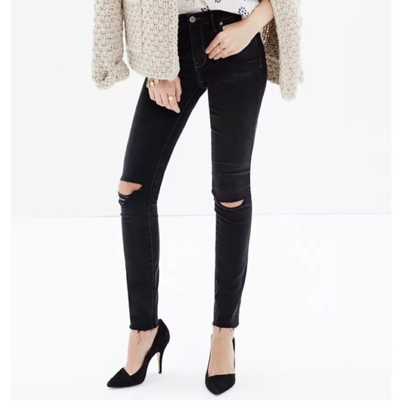 Madewell | Jeans | Madewell Gray Skinny 9 High Rise Jeans With ...